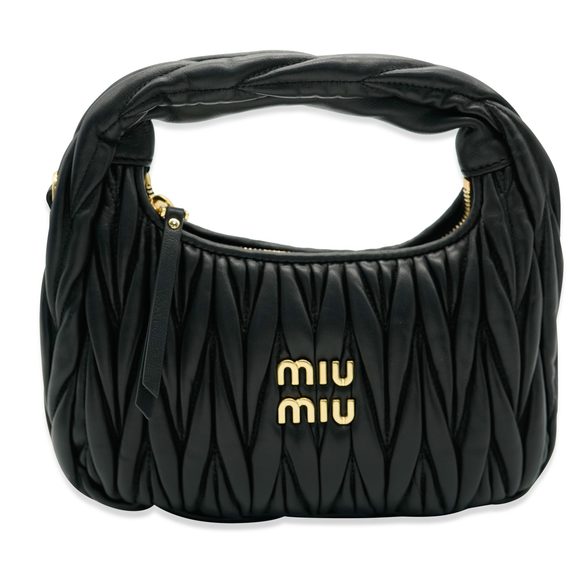 Miu Miu | Bags | Miu Miu Black Matelass Nappa Mini Wander Hobo Bag | Poshmark